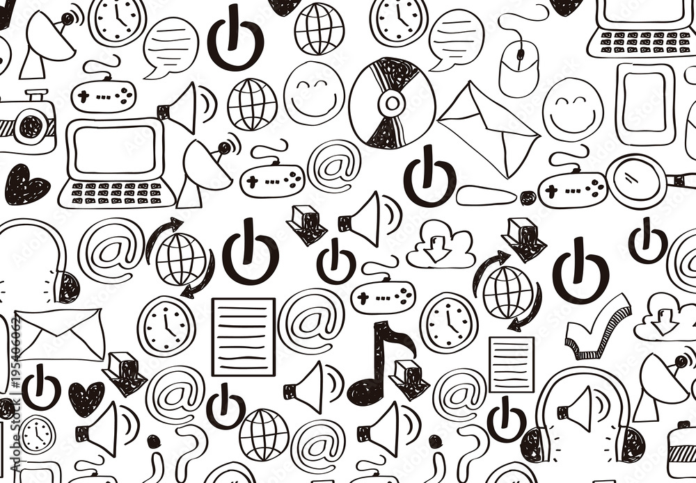 Hand-Drawn Social Media Icon Pattern Stock Template | Adobe Stock