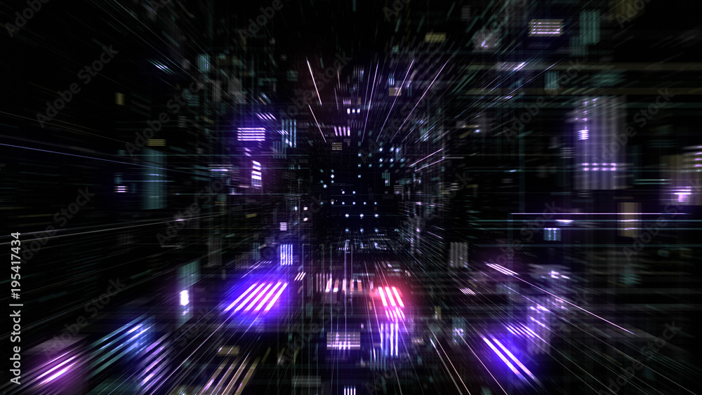 Futuristic HUD tunnel. Display screens for tech titles and background ...