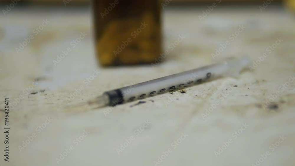 Used Syringes, Needles For Heroin And Fentanyl, Drugs On Dirty Floor Of ...