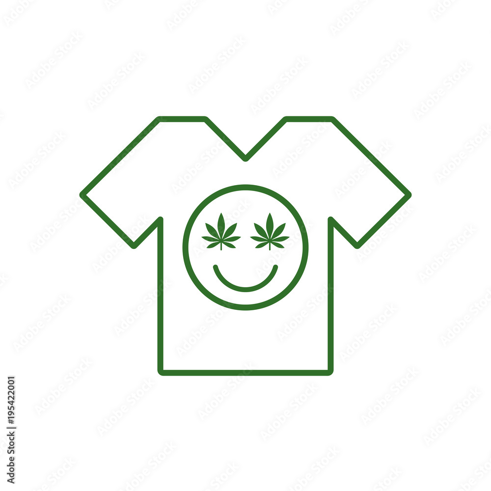 Marijuana smiley Face. Cannabis smile. White tee shirt. Smiling face ...
