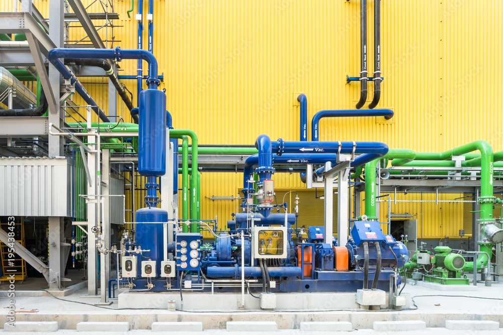 Colorful industrial piping or pipelines. Industrial process piping ...