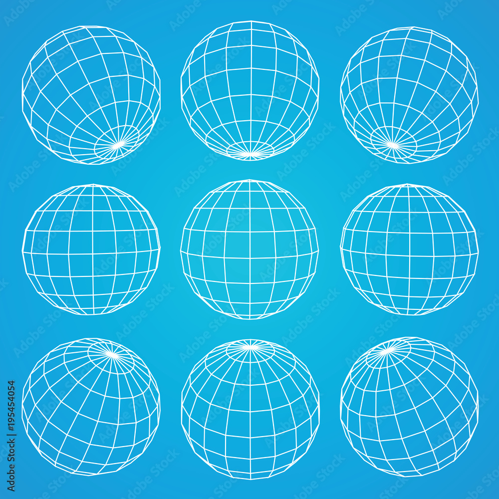Vektorov Grafika Set Of 3d Spheres Globe Earth Grid From Different vektorov-grafika-set-of-3d-spheres-globe-earth-grid-from-different
