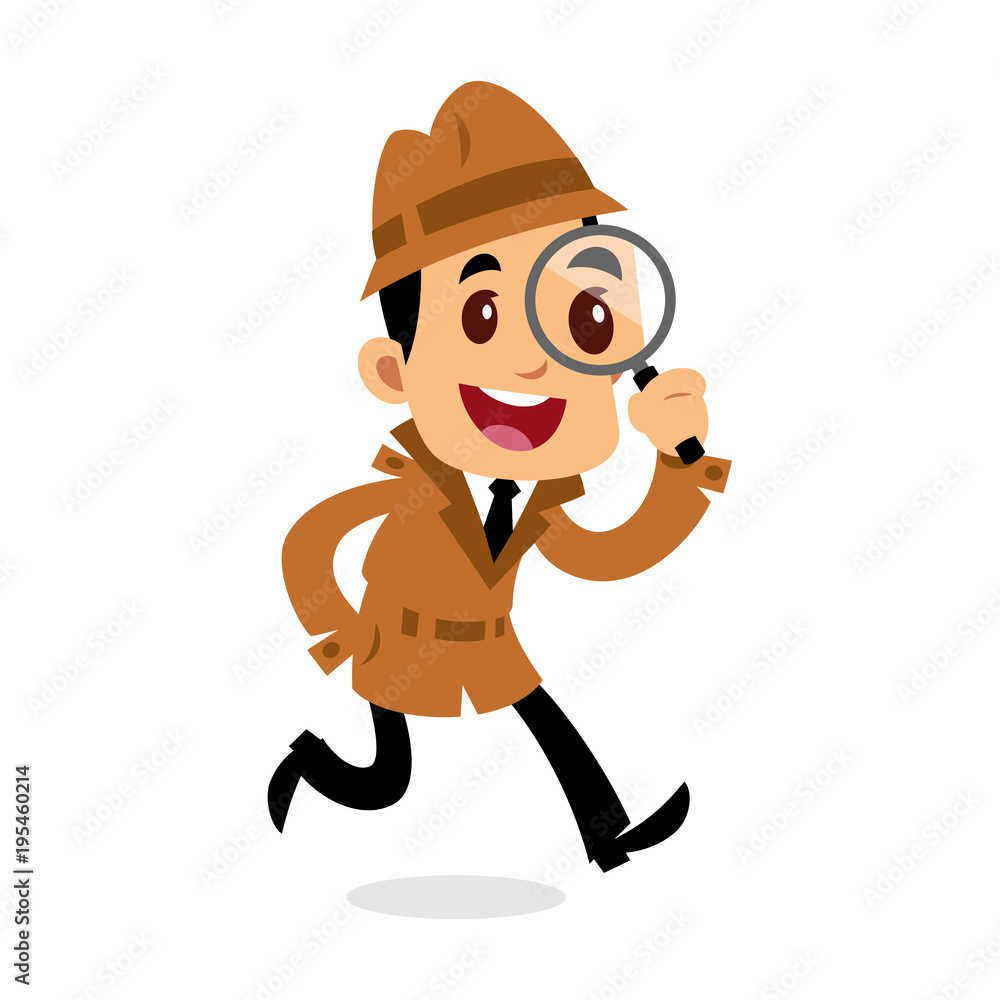 Vector drawing of a detective man, he is looking for clues Stock Vector ...