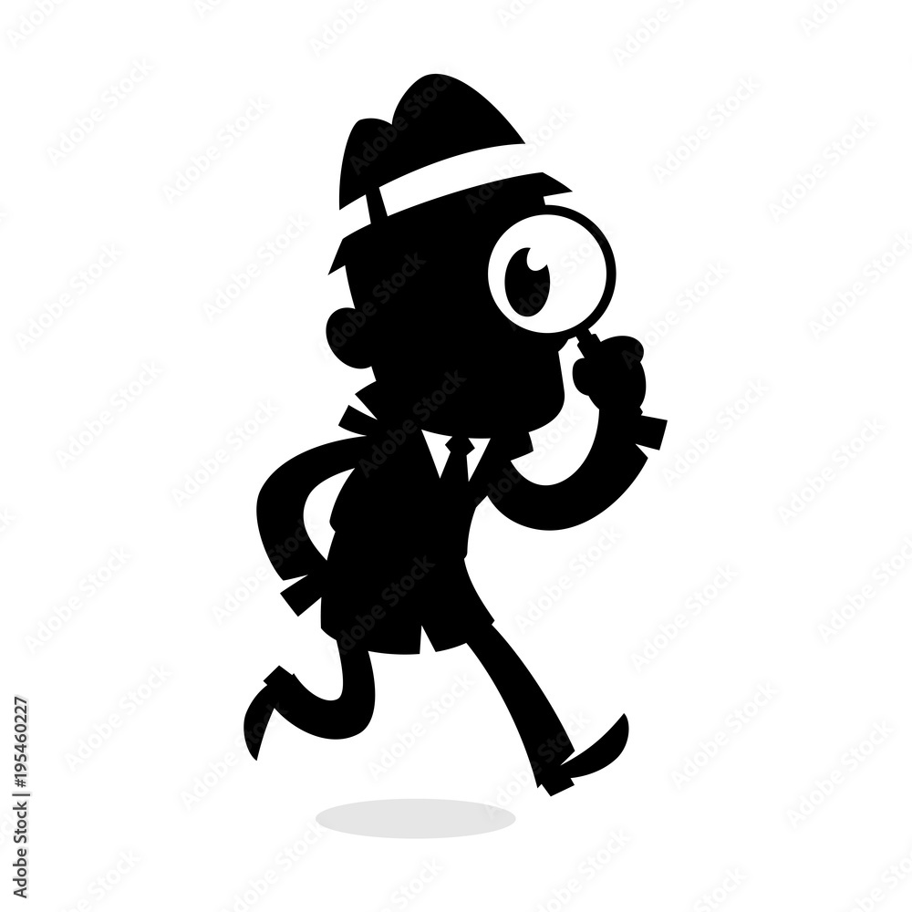 Vector drawing of a silhouette of a detective, he is walking Stock ...