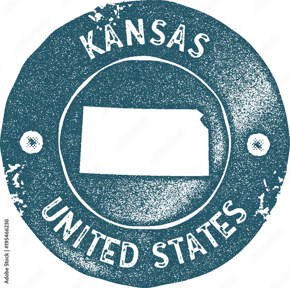 Kansas map vintage stamp. Retro style handmade label, badge or element ...
