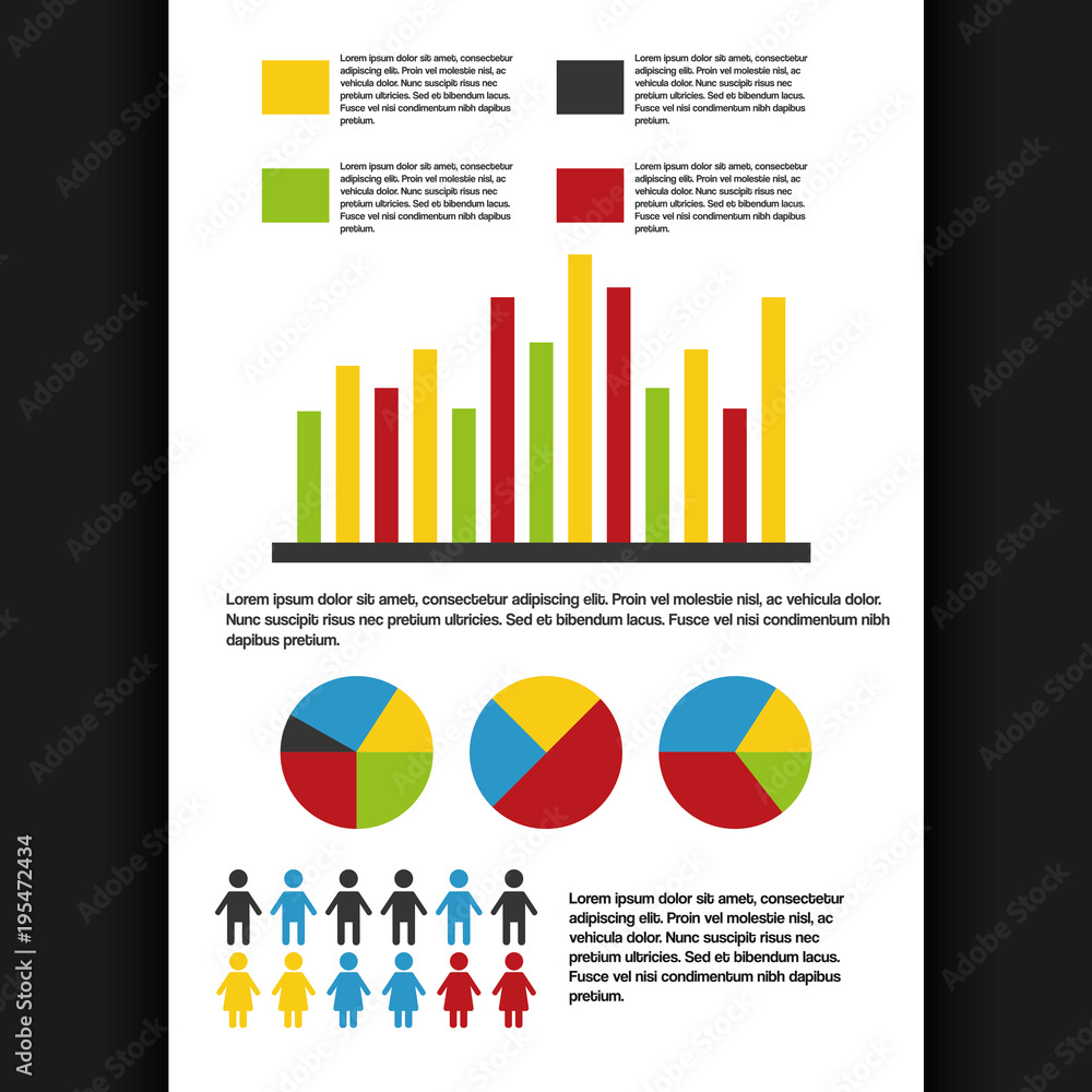 infographics set information demographic bar pie chart graphics ...