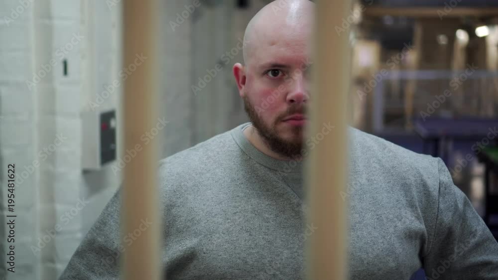 Portrait Of Angry Prisoner White Caucasian, Behind Prison Bars, 4K ...