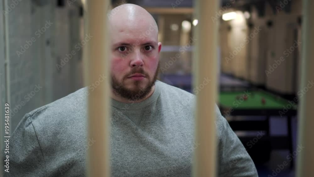 Portrait Of Angry Prisoner White Caucasian, Behind Prison Bars, 4K ...