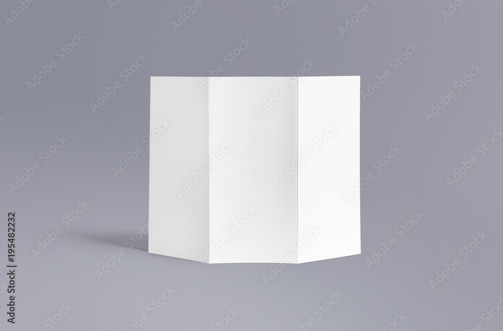 Tri-fold brochure mock-up. Blank brochure white template paper on ...