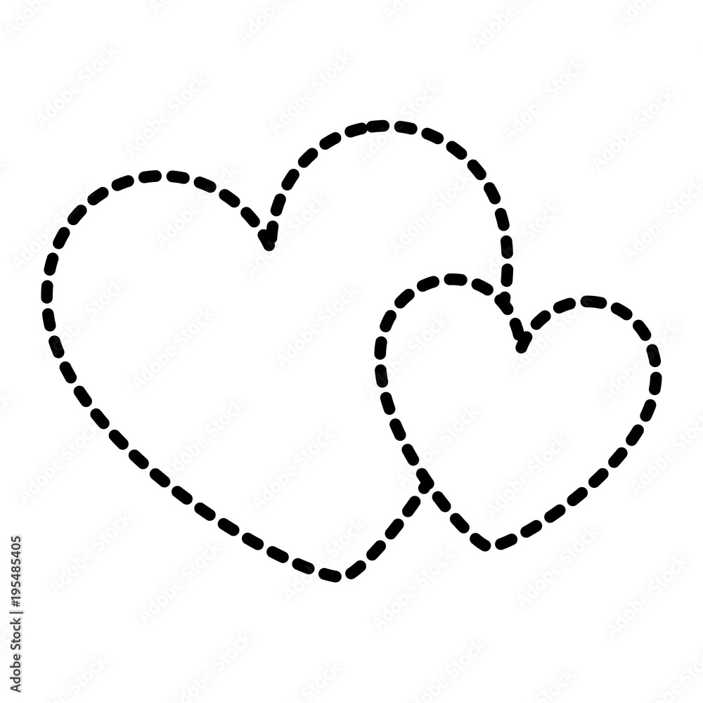 hearts love decoration romance image vector illustration dotted line ...