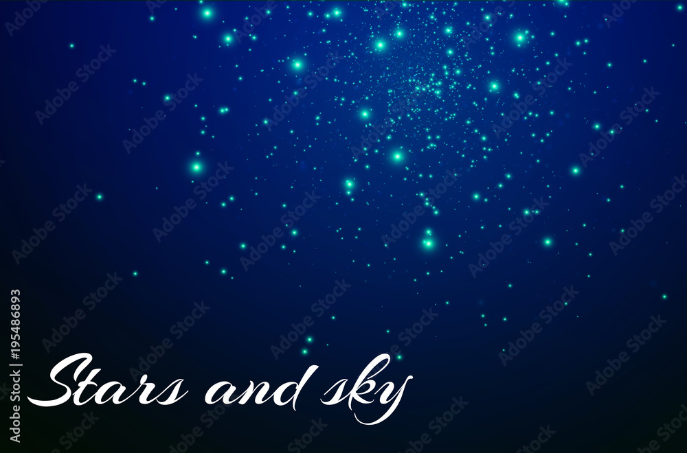 Blue sparks and stars glitter special light effect. Sparkling magic ...