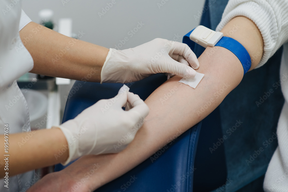 Disinfection and disinfection before taking blood. Manipulation cabinet ...