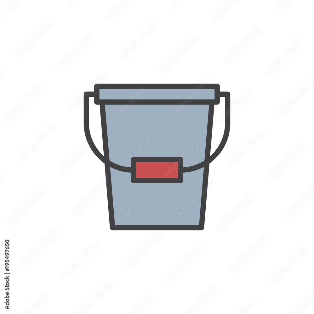 Bucket filled outline icon, line vector sign, linear colorful pictogram ...