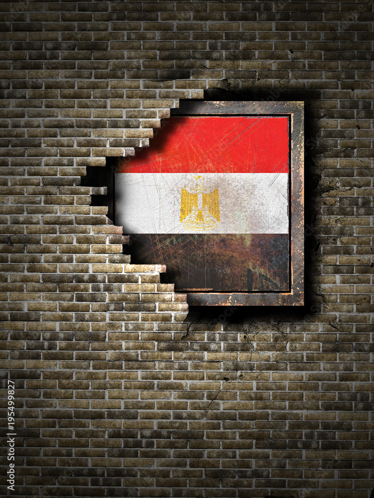 Old Egypt flag in brick wall Stock Photo | Adobe Stock