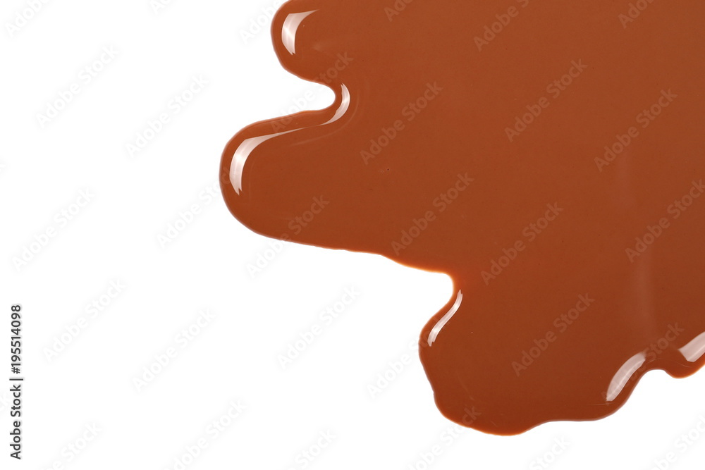 Spilled chocolate milk puddle isolated on white background, top view ...