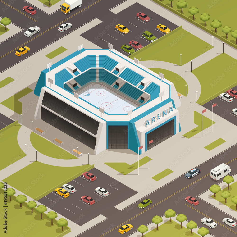 Stadium Sport Arena Isometric Composition Stock Vector | Adobe Stock