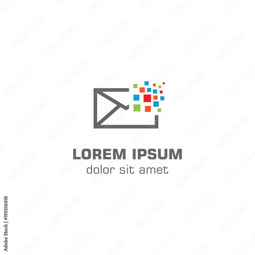 pixel mail. vector logo template Stock Vector | Adobe Stock