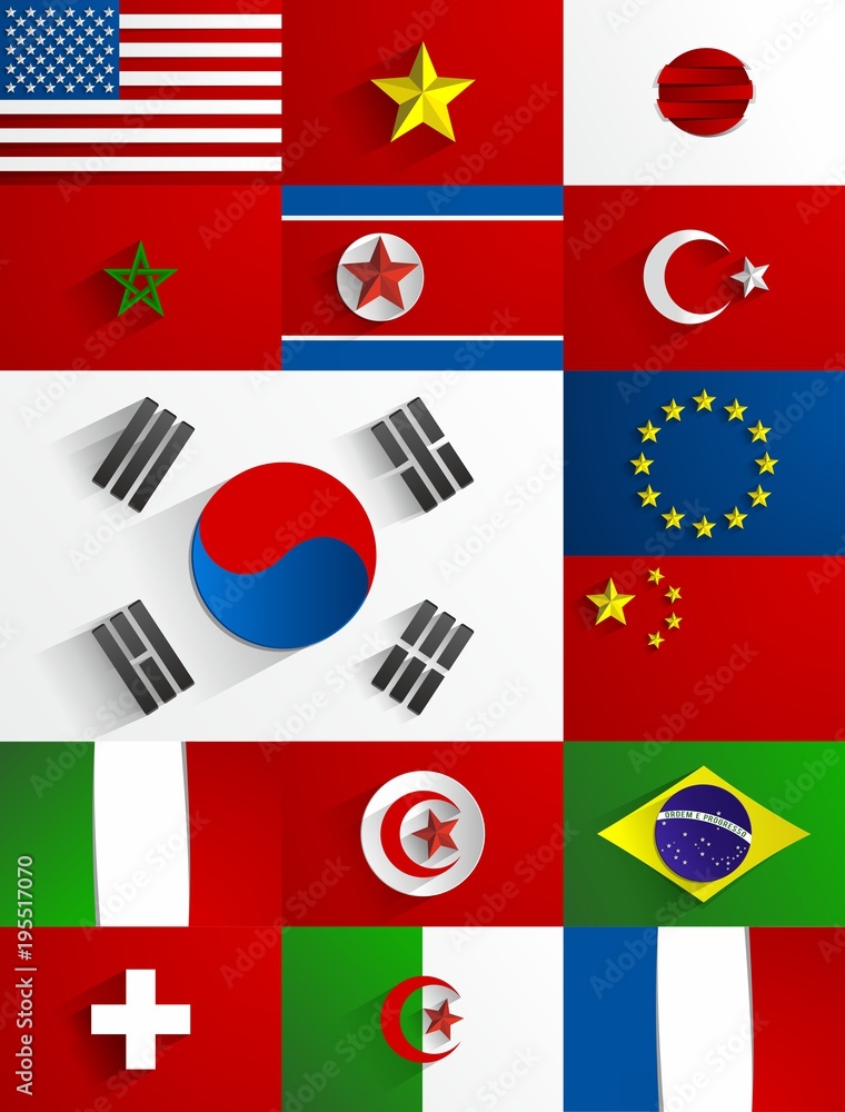 World Flags Collection Set Vector Illustration Stock Vector | Adobe Stock