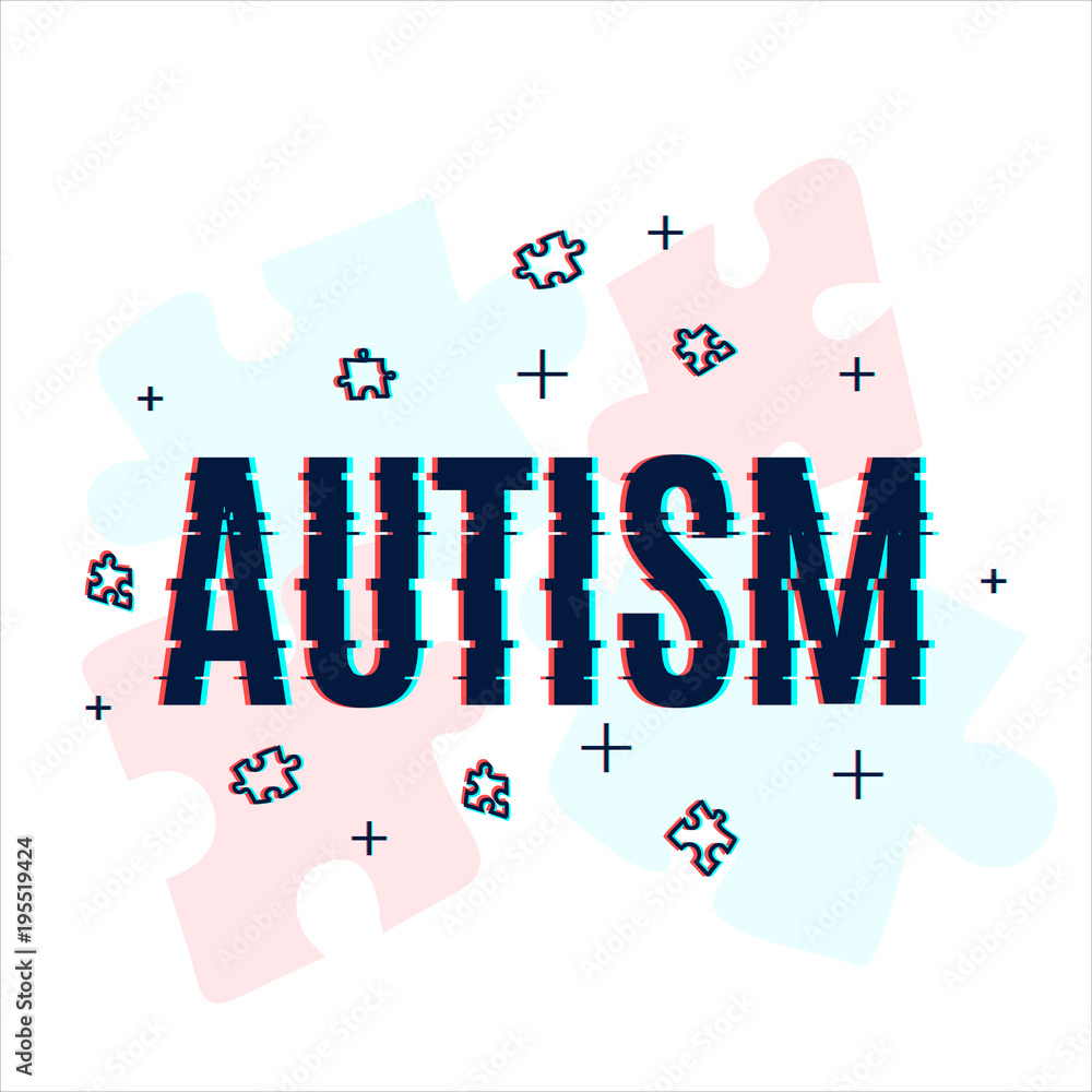 Autism awareness poster with puzzle pieces. Medical vector template ...
