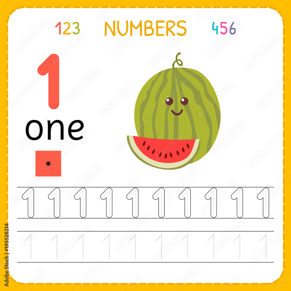 Numbers tracing worksheet for preschool and kindergarten. Writing ...