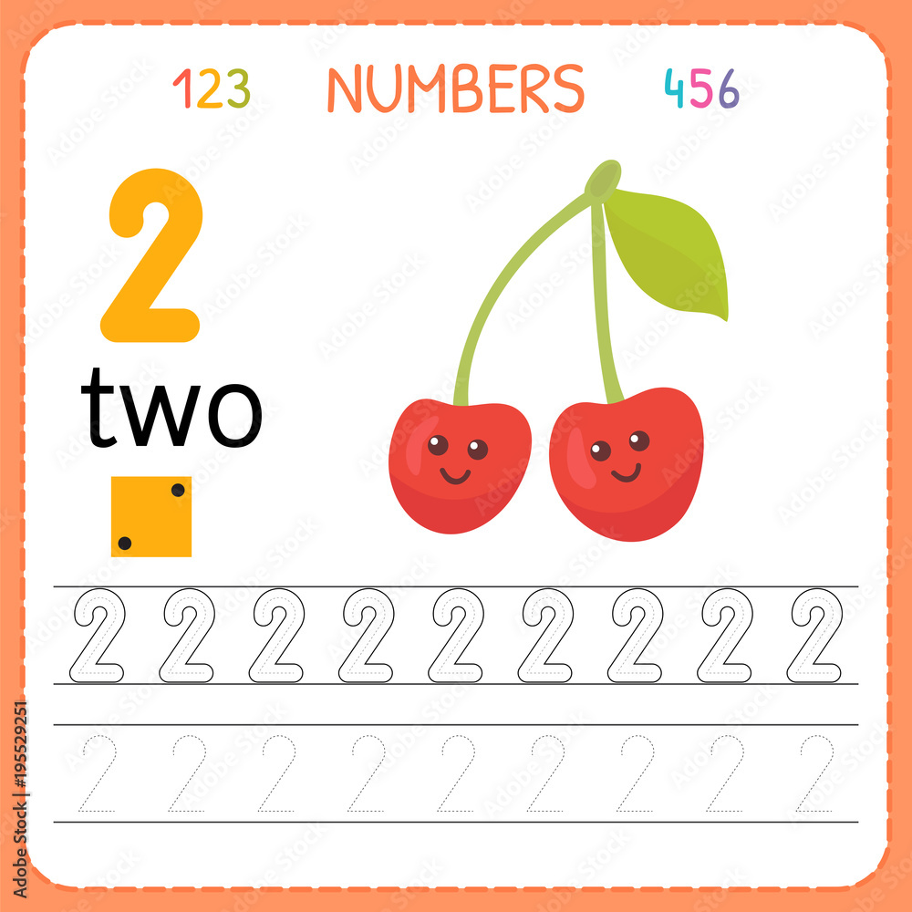 Numbers tracing worksheet for preschool and kindergarten. Writing ...