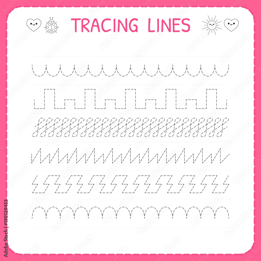 Trace line worksheet for kids. Trace the pattern. Working pages for ...