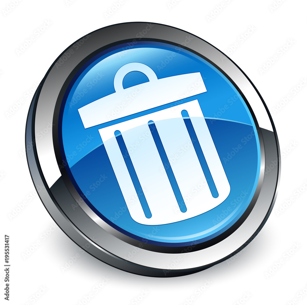 Recycle bin icon 3d blue round button Stock Photo | Adobe Stock