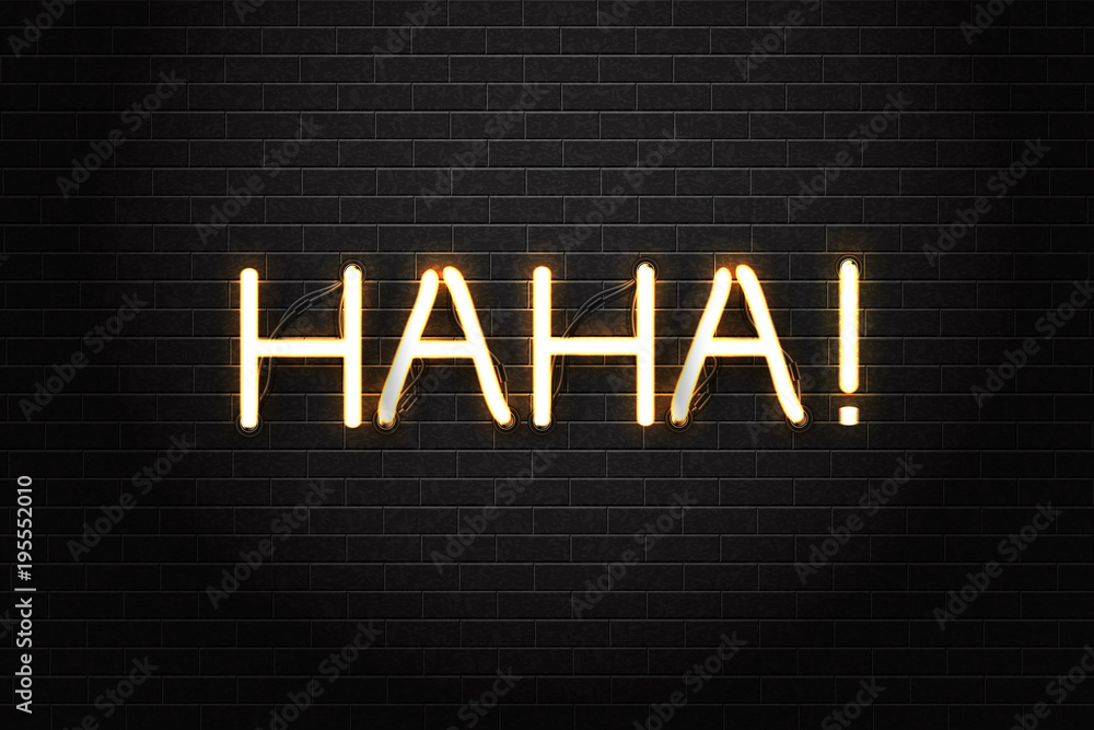 Vector realistic isolated neon sign of HAHA lettering for decoration ...