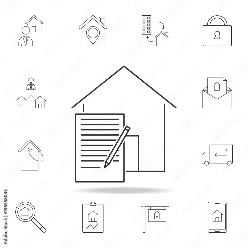 Lease Contract Icon. Set of sale real estate element icons. Premium ...