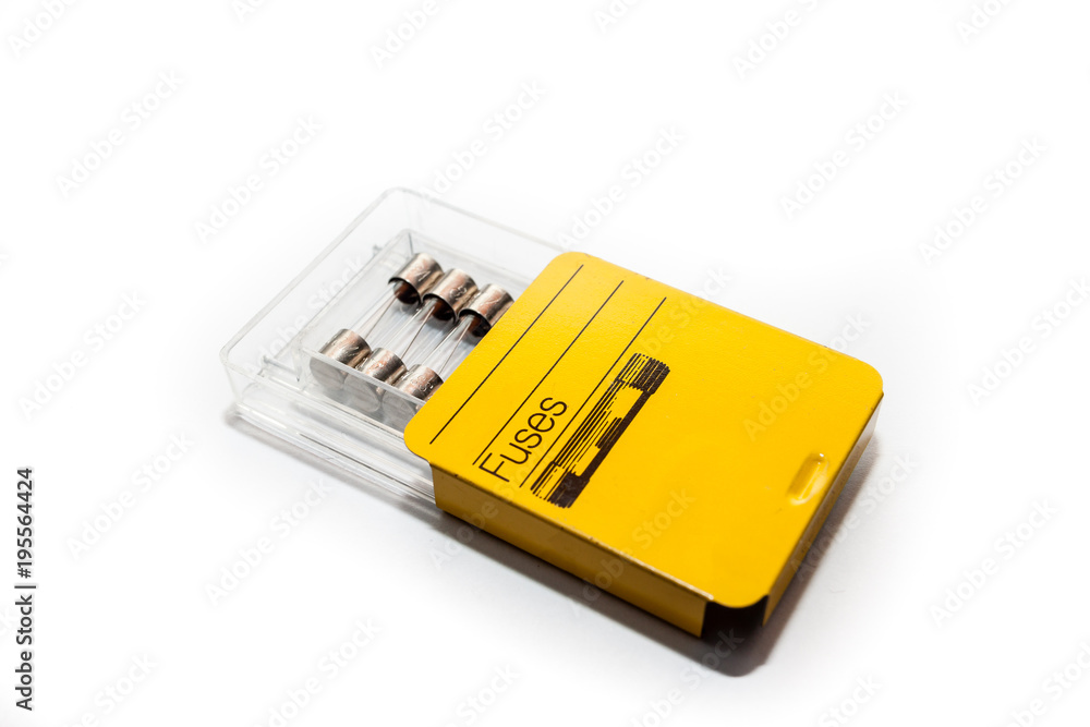 Electrical fuse for protection component in yellow package, it breaks ...