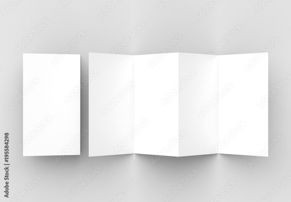 8 page leaflet, 4 panel accordion fold vertical brochure mock up ...