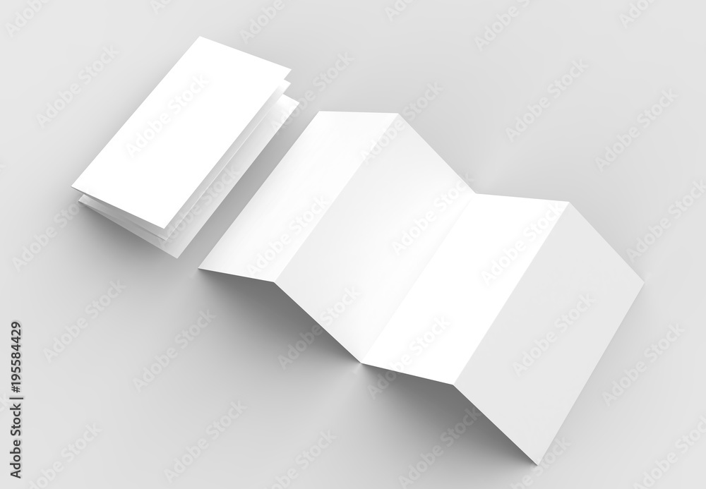 8 page leaflet, 4 panel accordion fold vertical brochure mock up ...