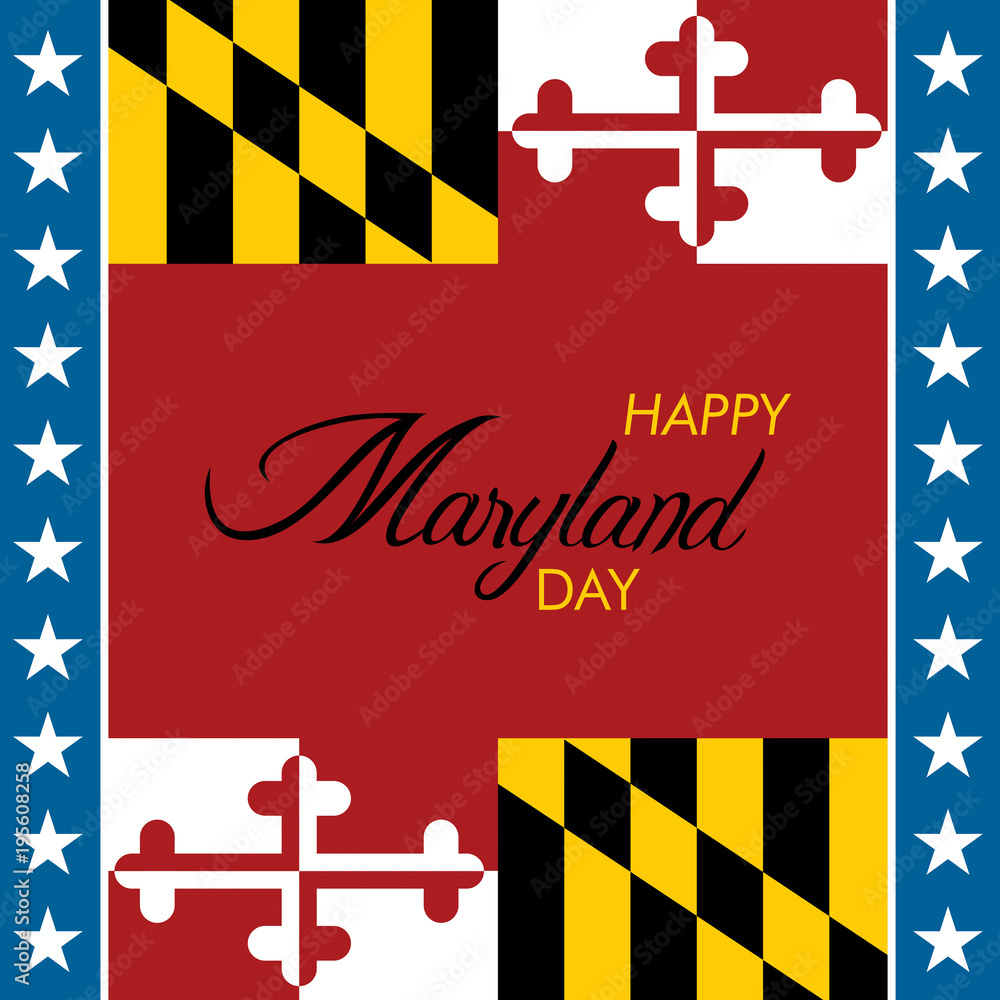 An abstract illustration of Happy Maryland Day in its Flag colors with ...
