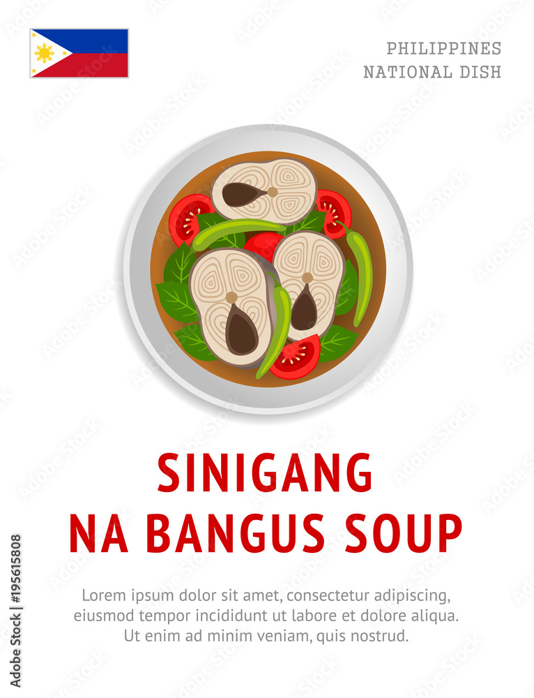 Sinigang na bangus soup. National filipino dish. View from above ...