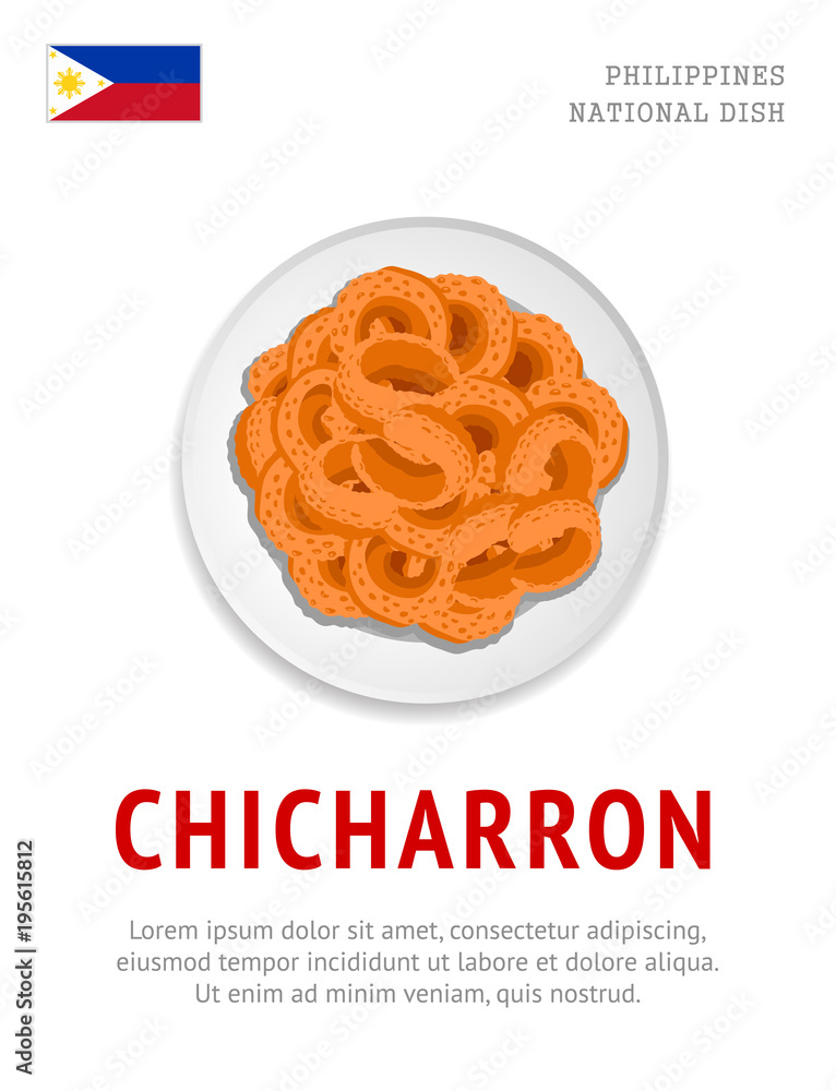 Chicharron. National filipino dish. View from above. Vector flat ...