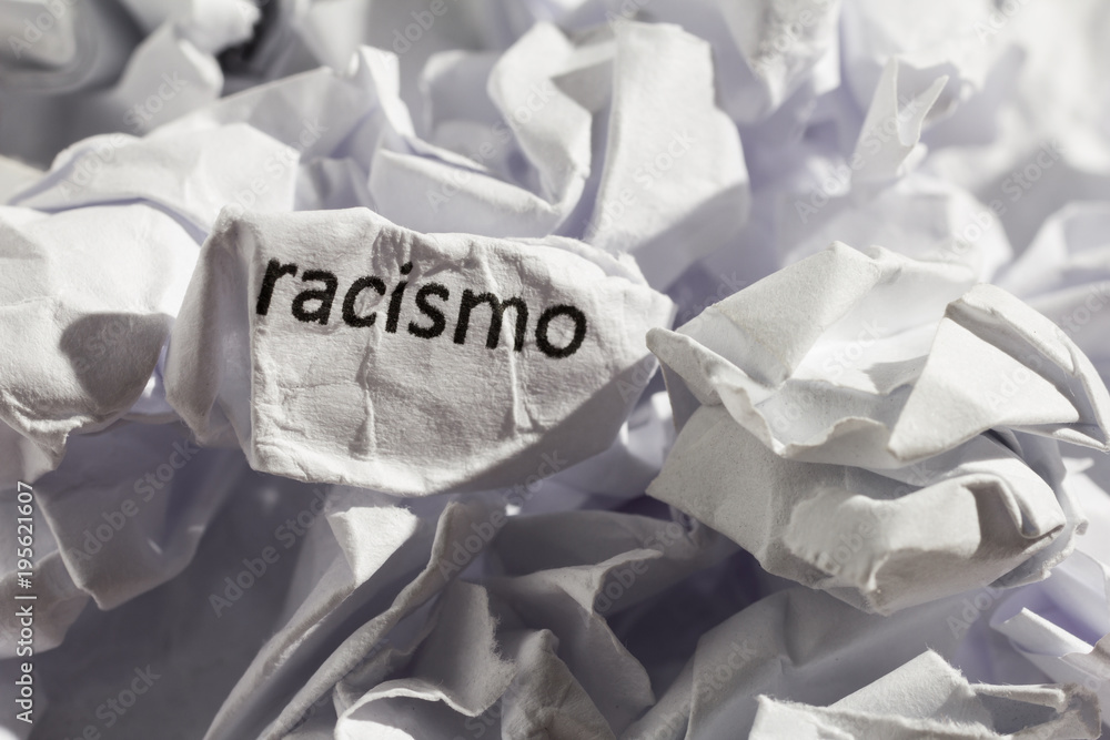 Paper written racismo, portuguese and spanish word for racism. Concept ...