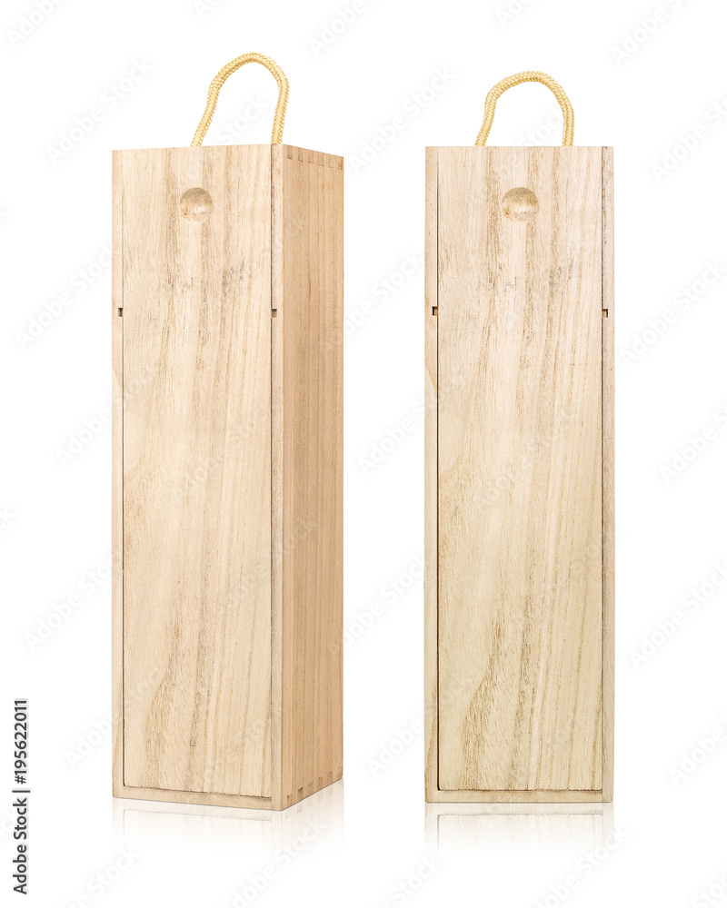 Wine box packaging isolated on white background. Blank template of long ...