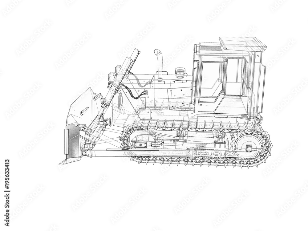 bulldozer outline Stock Illustration | Adobe Stock