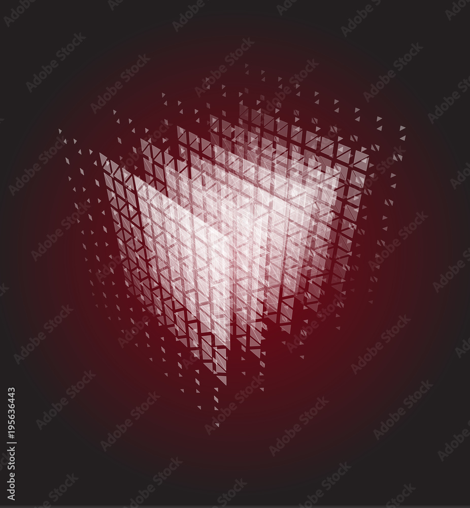 Abstract cube of particles, computer computation power vector ...