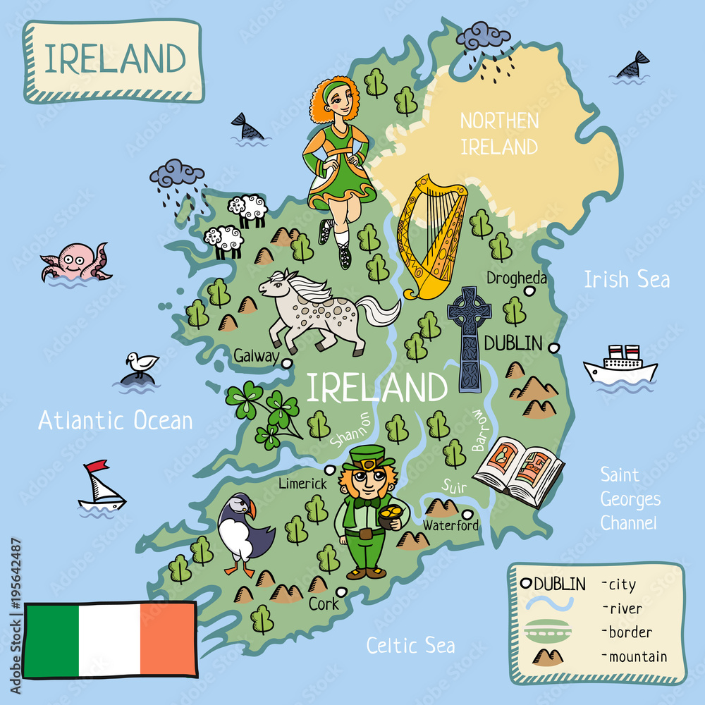 cartoon map of Ireland Stock Vector | Adobe Stock
