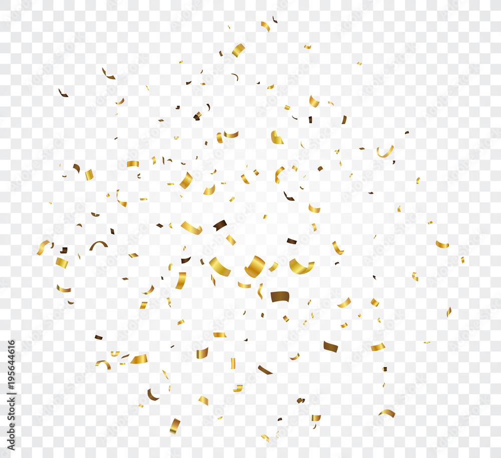 Gold confetti explosion, isolated on transparent background Stock ...