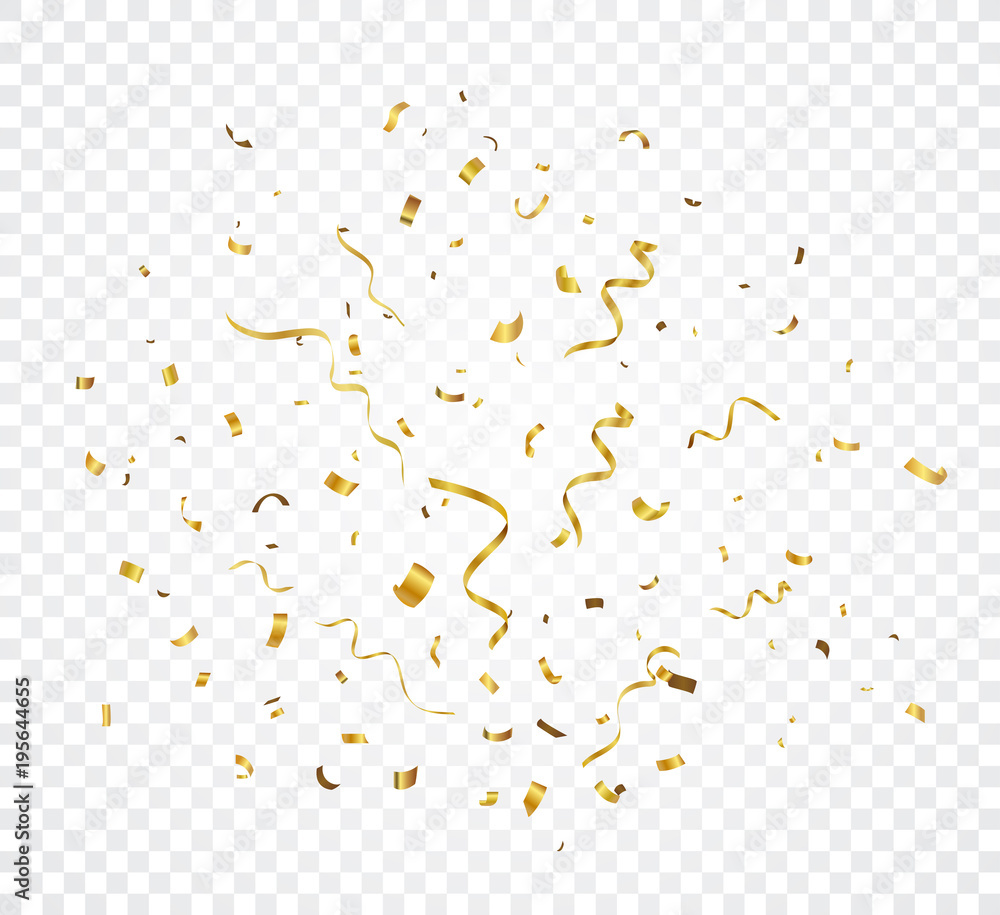 Gold confetti explosion, isolated on transparent background Stock ...