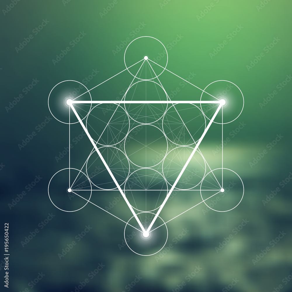 Water element symbol inside Metatron Cube and Flower of Life in front ...