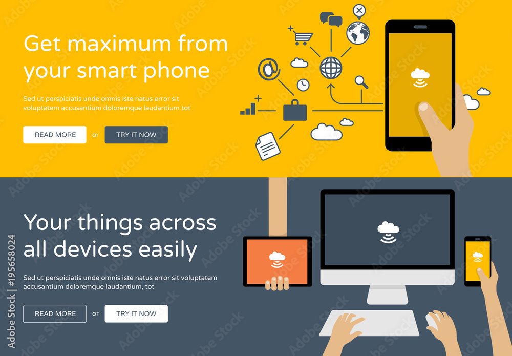 Mobile App and Storage Web Banner Layout Stock Template | Adobe Stock