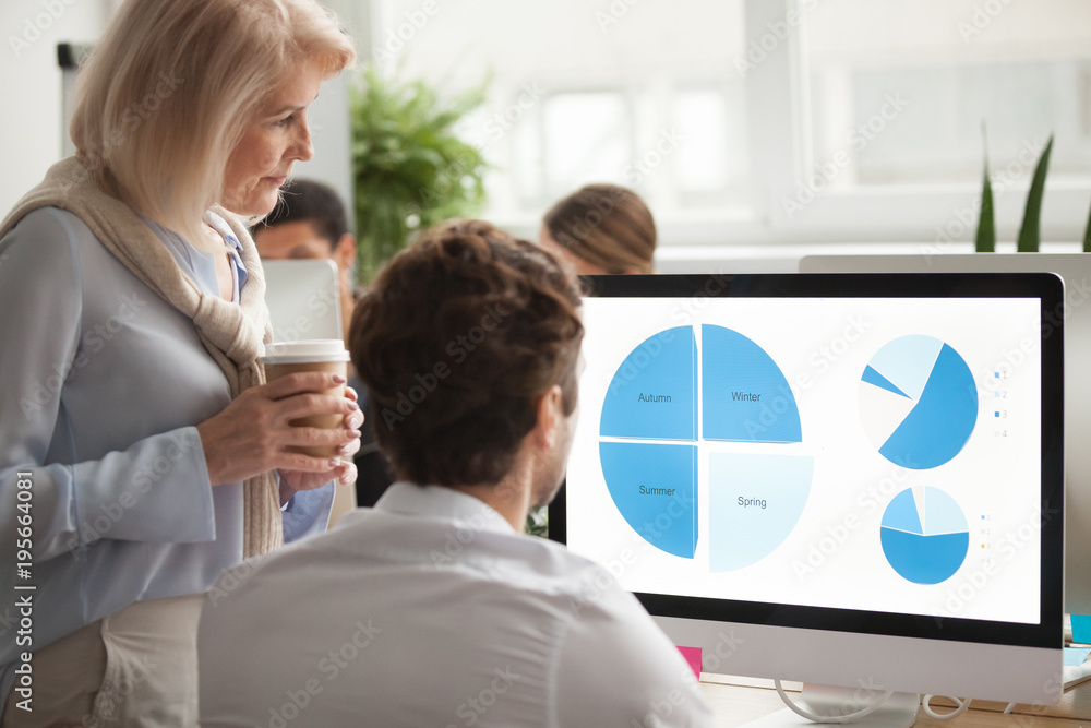 Statistics data team analysis concept, senior serious executive ...