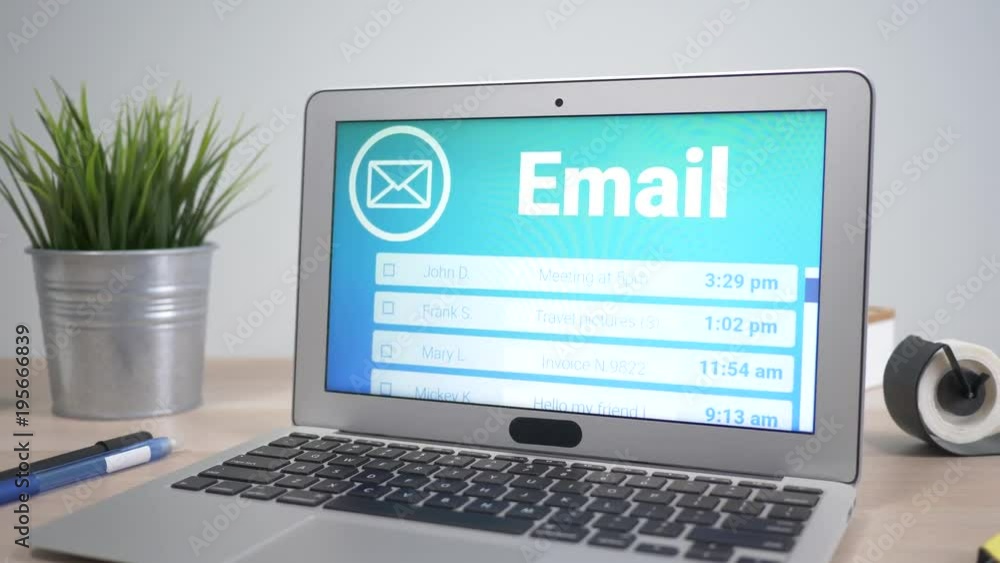 Email inbox concept showing on a laptop computer screen sitting on a ...