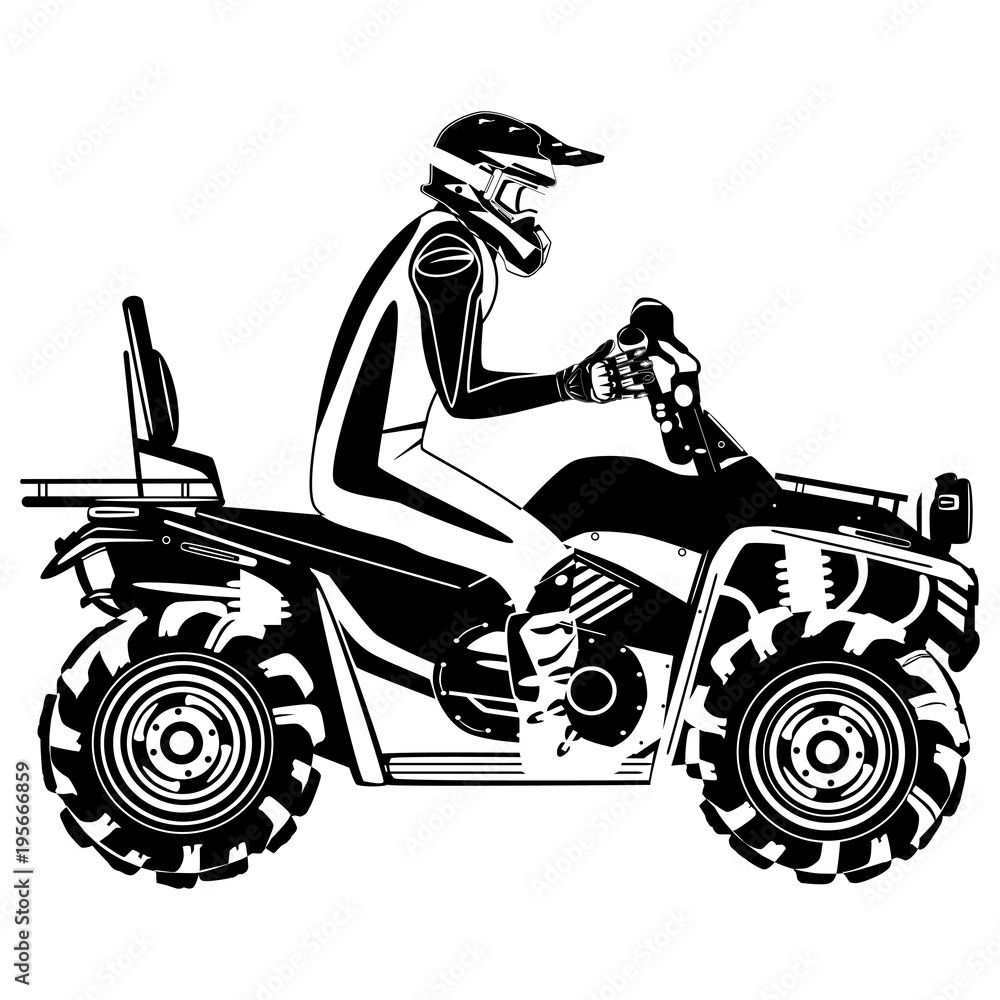 Quad bike rider vector black template Stock Vector | Adobe Stock
