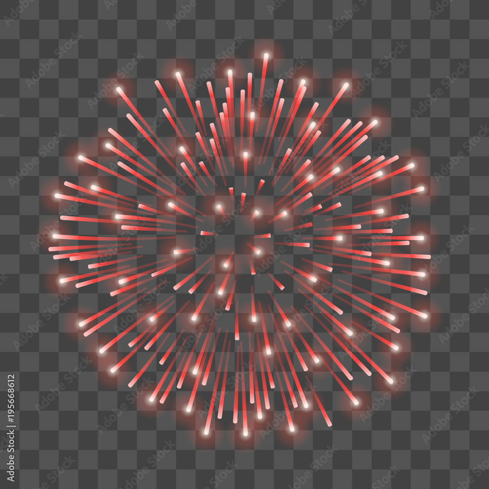 Beautiful red firework. Bright salute isolated transparent background ...