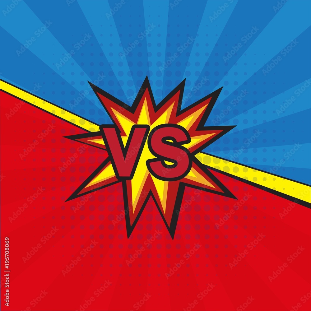 Comic Book Versus Template Background Classic Pop Art Style Superhero