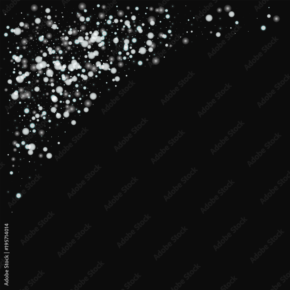 Beautiful falling snow. Top left corner with beautiful falling snow on ...